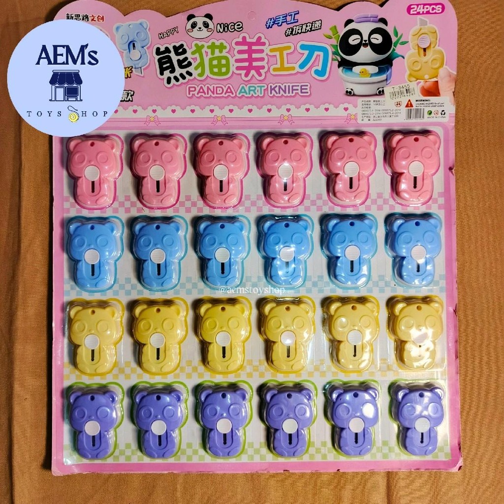 Cute Panda Bear Mini Rectangular Parcel Cutter - 1 pad x 24 pcs ...