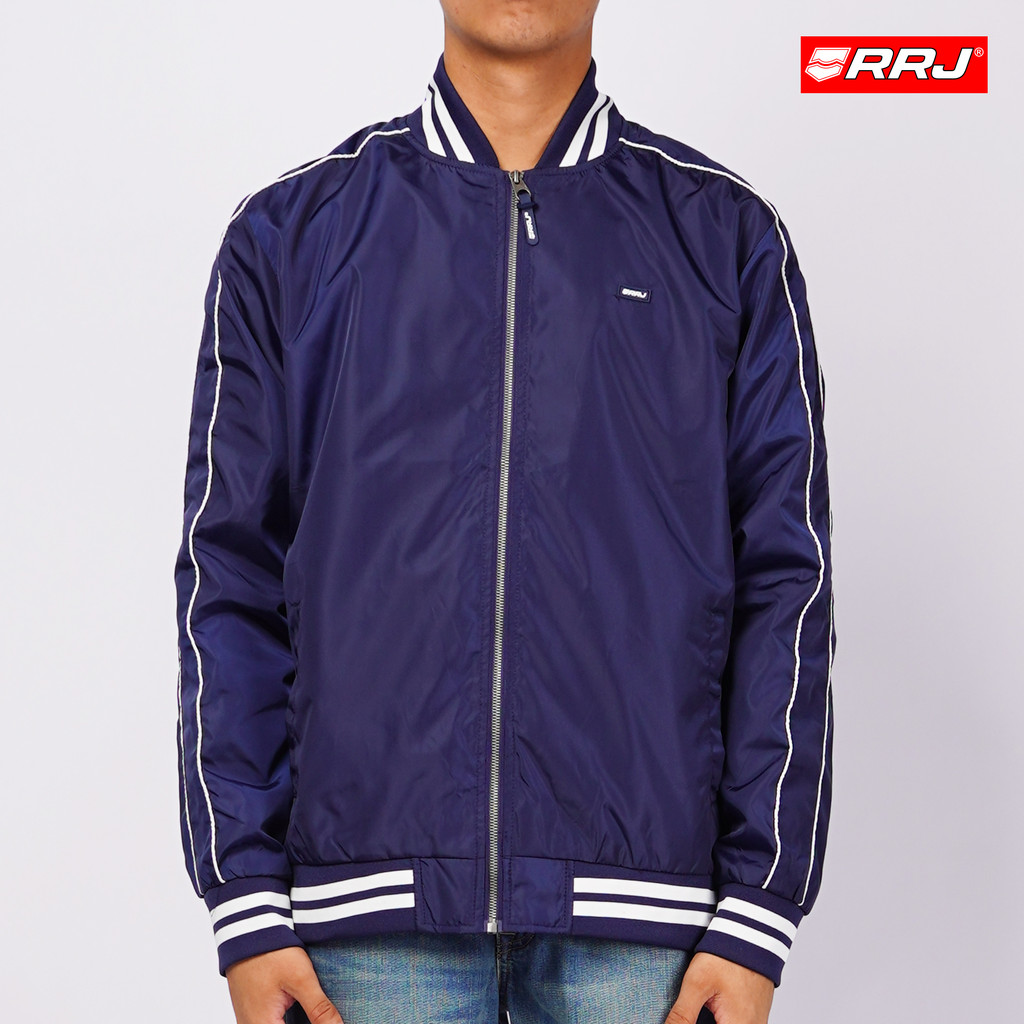 RRJ Men's Basic Bomber Jacket Regular Fitting Nylon Fabric 130834 (Navy ...