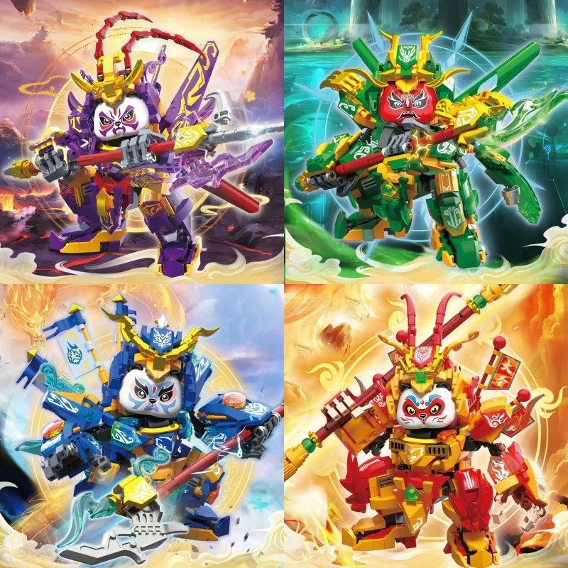 iDEA Cartoon Figures Mech Building Brick Chinese Opera Panda Mecha Mini ...