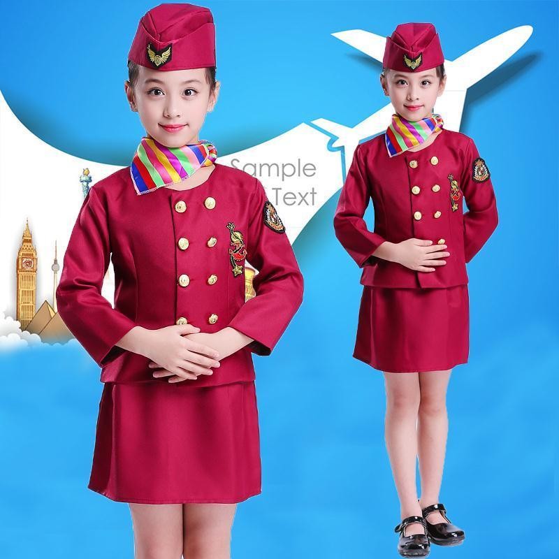 Flight Attendant Career Costume for Kids Girl Stewardess Professional ...