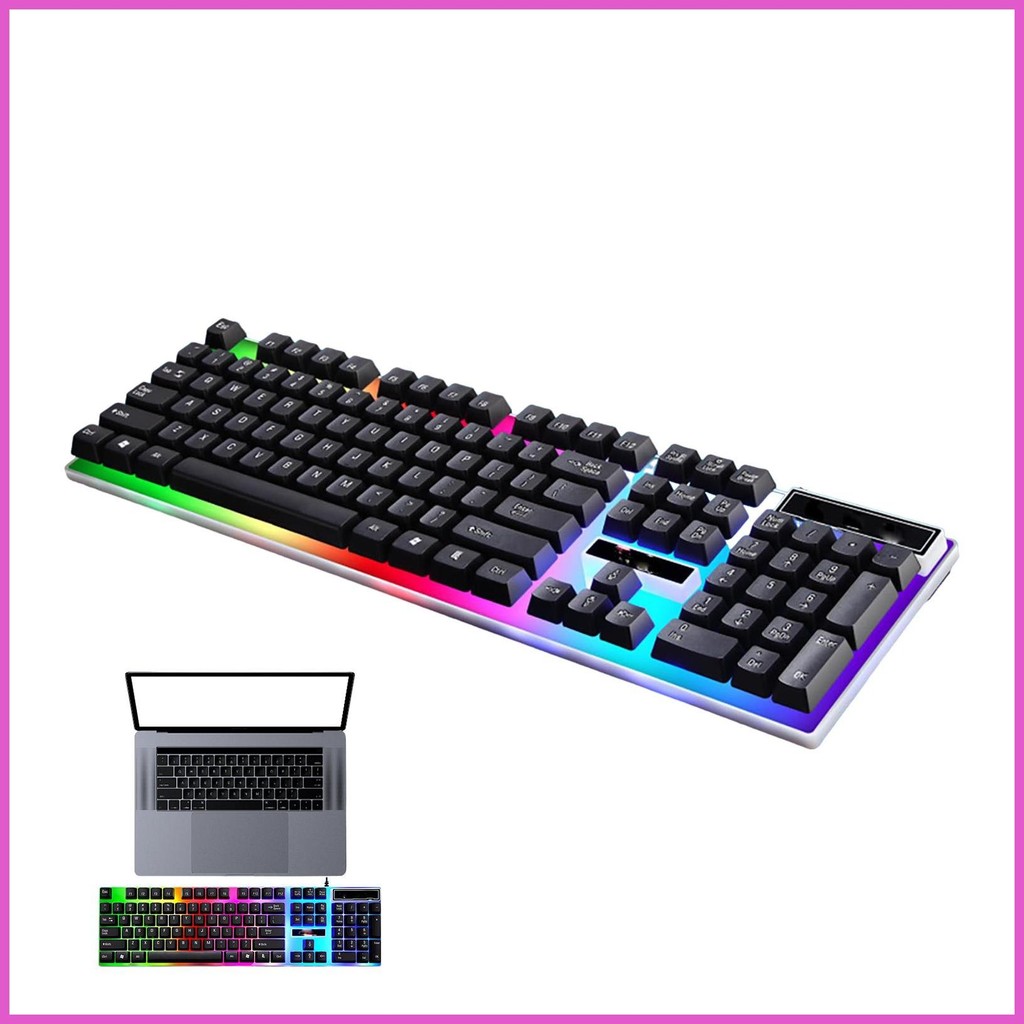 Light Up Keyboard Aesthetic Wired Game Keyboard Waterproof Floating ...