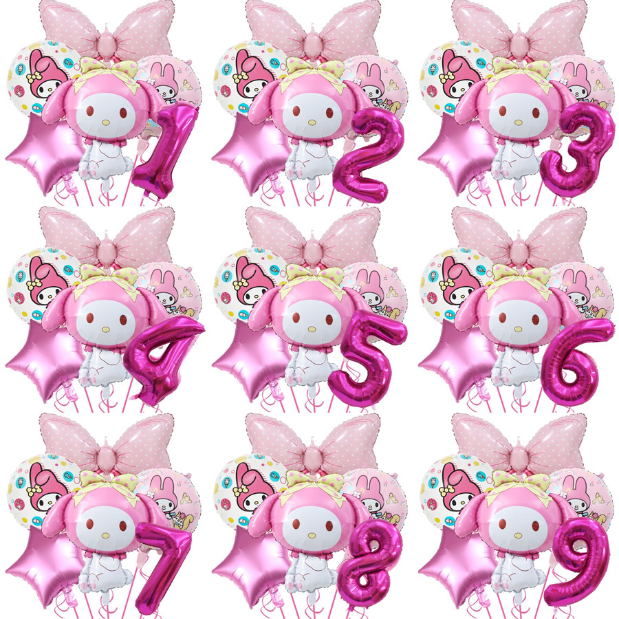 6Pcs Kawaii melody Party Decoration Balloons,Aluminum Film 1-9 Number ...