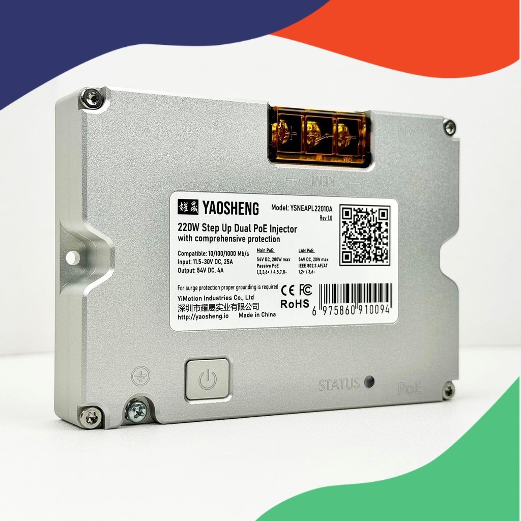 Yaosheng 220W Step Up Dual PoE Injector for Starlink GEN3 | Shopee ...