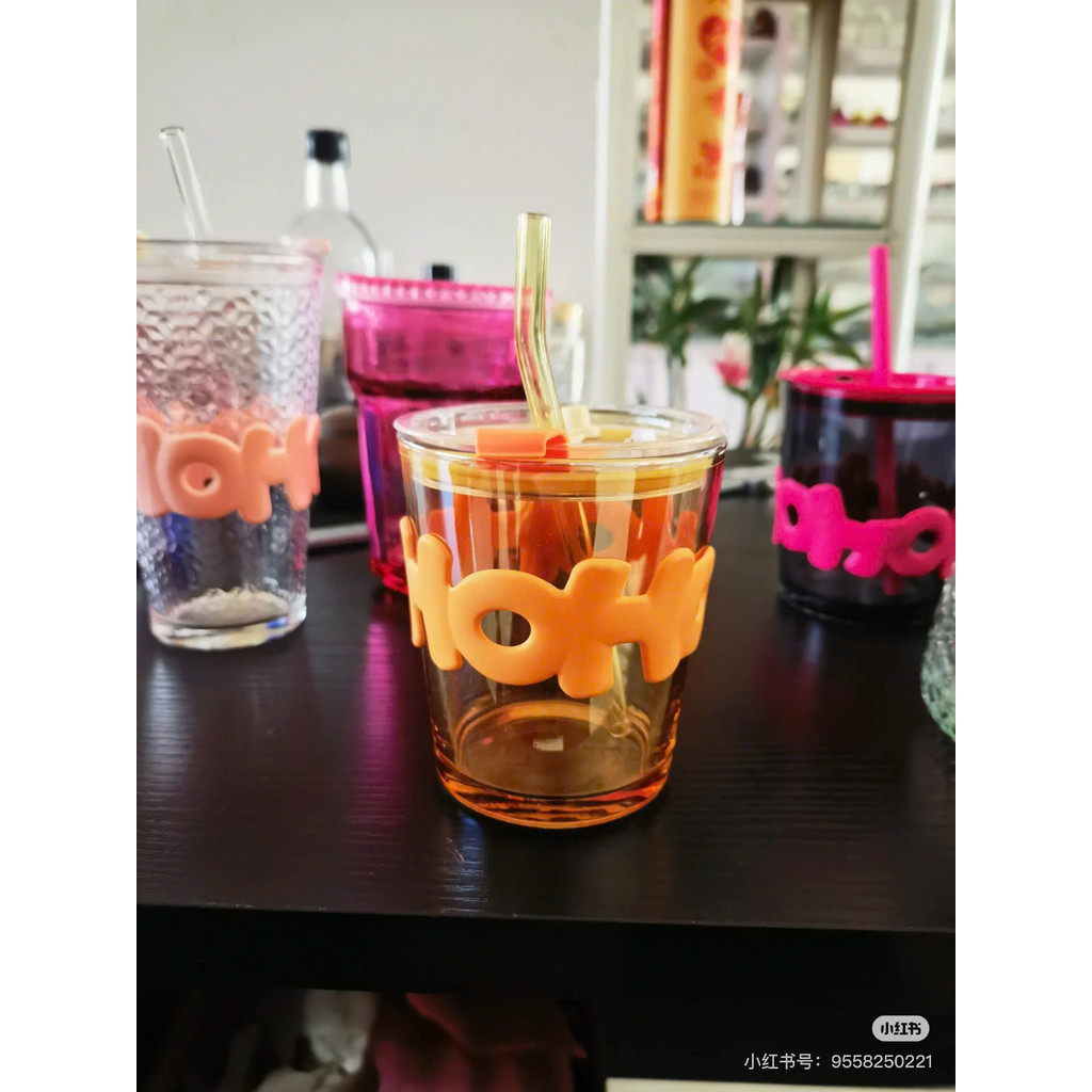 Hoho Orange Glass Cup [350ml] - HoHo Glass Cup (Complimentary Glass ...
