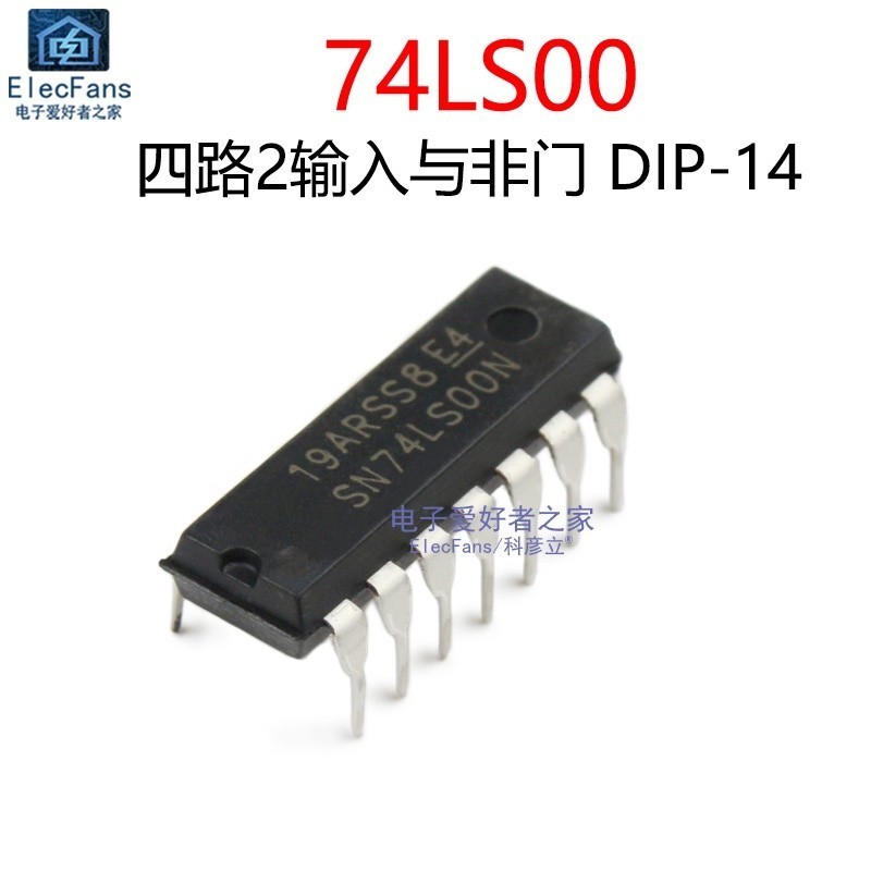 Straight-in 74LS00 DIP-14 2 input four and non-gate logic IC chip ...