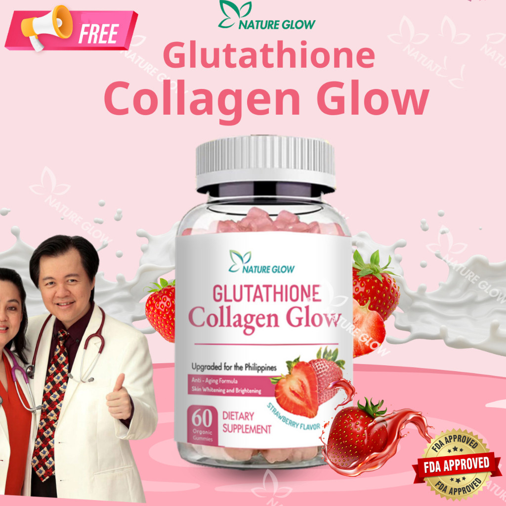 NATURE GLOW Glutathione Collagen Glow Gummies AntiAging Whitening Skin ...