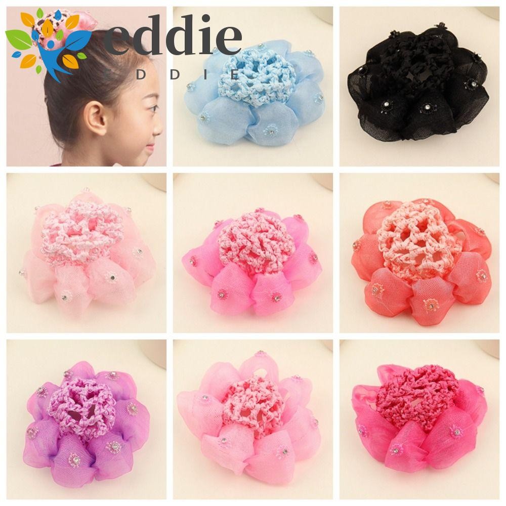 26EDIE Flower Mesh Hair Net, Bow Crystal Children Bun Net, Invisible ...
