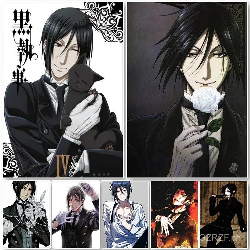 Canvas Painting Black Butler Japanese Anime Sebastian Michaelis Poster ...