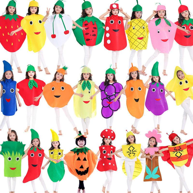 Children's Day Fruit and Vegetable Performance Costume Strawberry Apple Pineapple Grape Chili ...