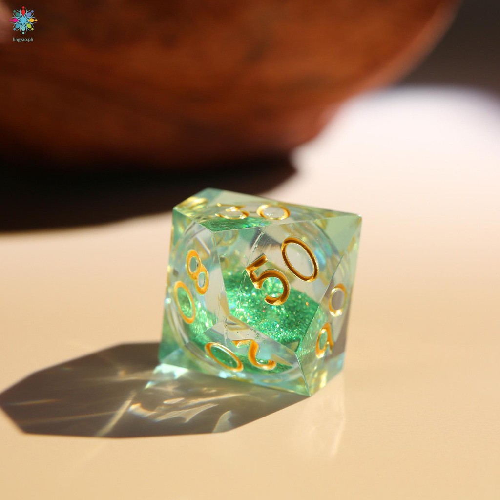 7-Piece Resin Liquid Core Dice Set Swirling Glitter Multi-Shaped D&D ...