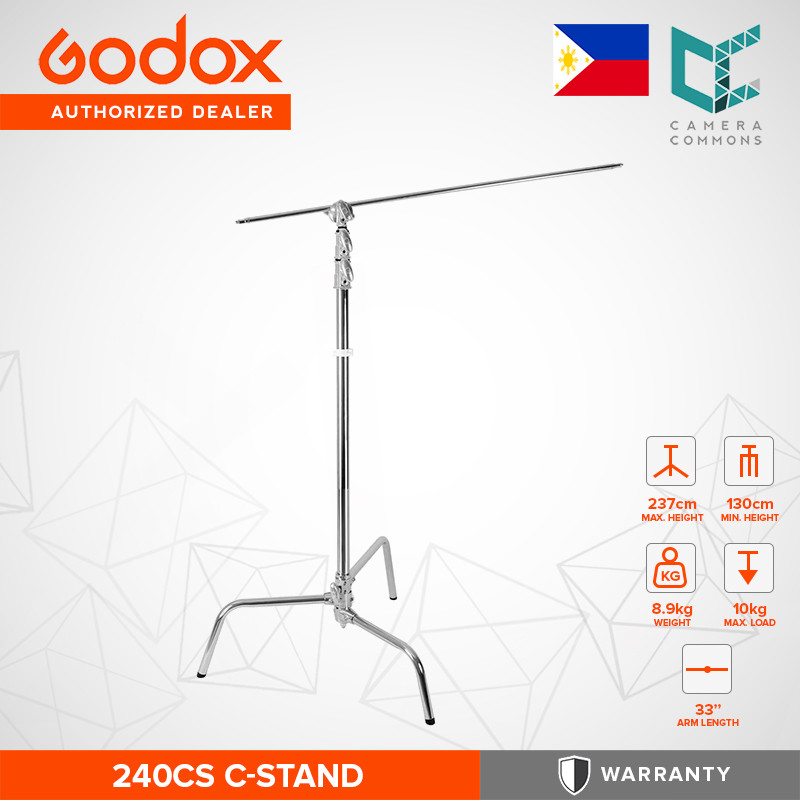 Godox 240CS C-Stand with 33" Arm & Grip Head 10kg Max Load Capacity C ...