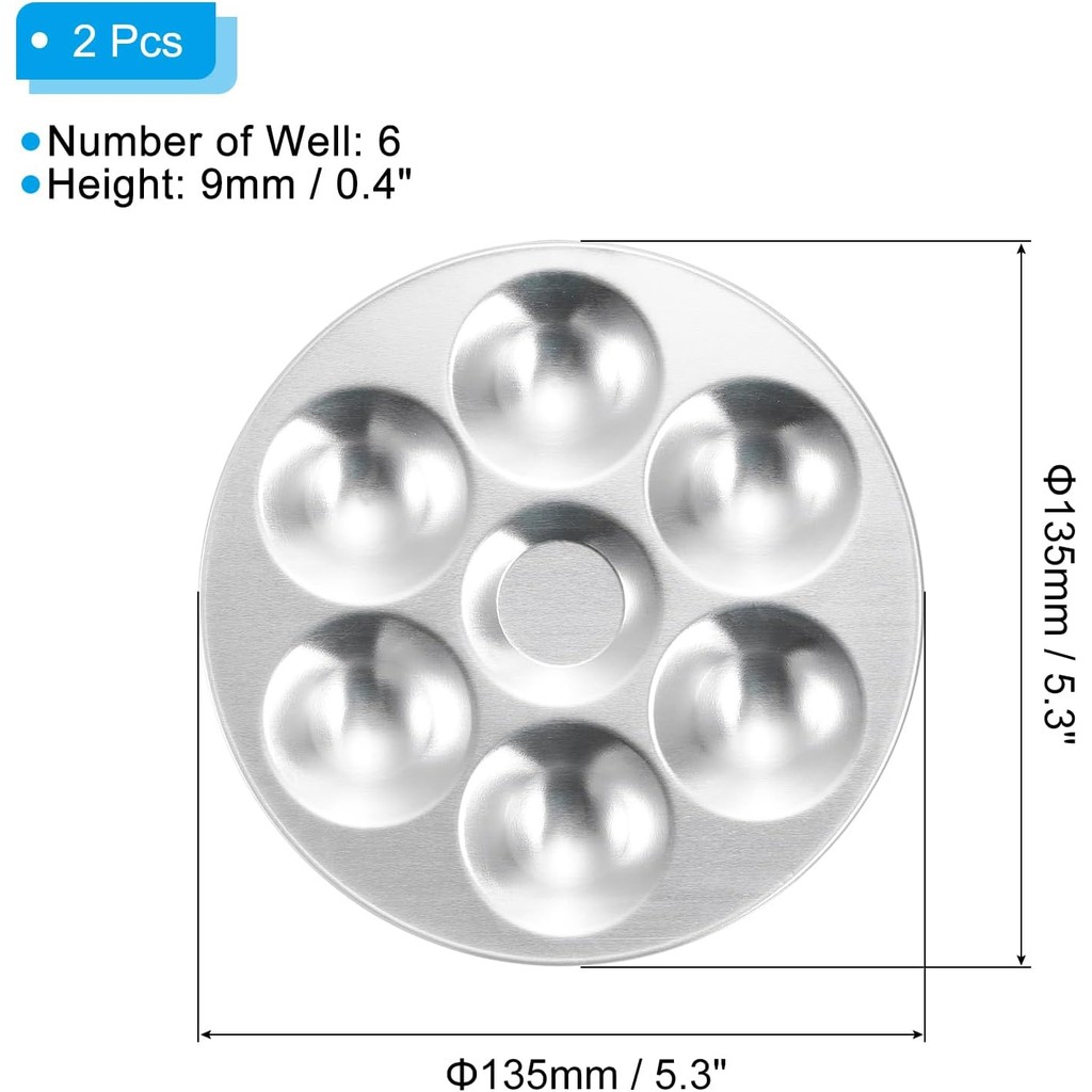 PATIKIL 6 Well Paint Tray Palette, 2 Pack Washable Paint Palette ...