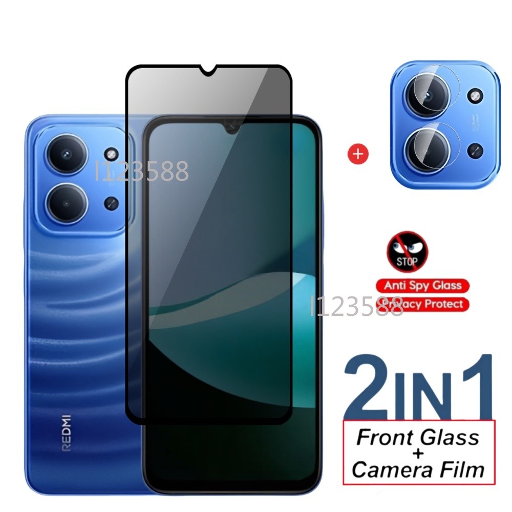 For Redmi 15C 4G 2 in1 Anti-spy Privacy Tempered Glass For Redmi 15C ...