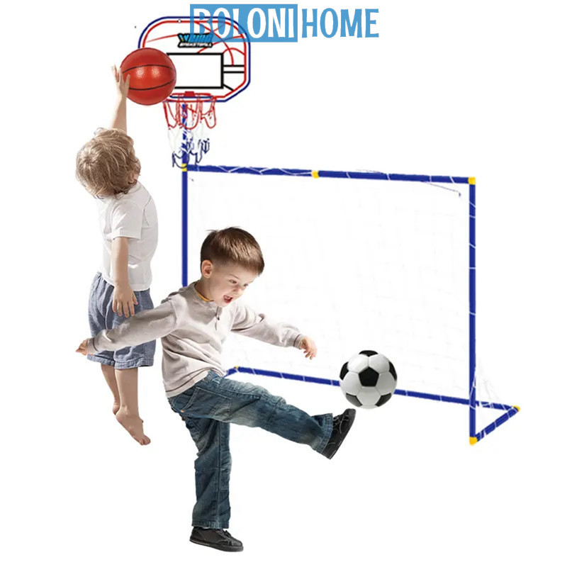 Basketball Hoop And Soccer Goal Net Combo Easy Assembly Sports Toy For ...