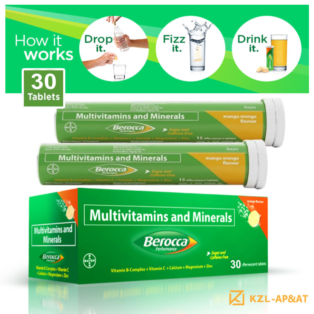 KZLA Berocca Performance 30 Tablets Multivitamins and Minerals Sugar ...