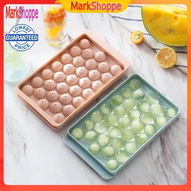 33 Grids Round Ice Cube Whiskey Ice Cube Molder, Cube Maker Ball Mold ...