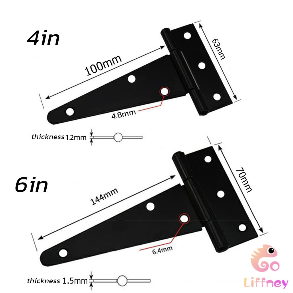 4 Inch 6 Inch T Strap Heavy Duty Shed/Gate Strap Hinge Door Barn Gates ...