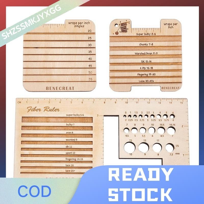 3 Style Wood Knitting Needle Gauge and Ruler, Control Card Knitting ...