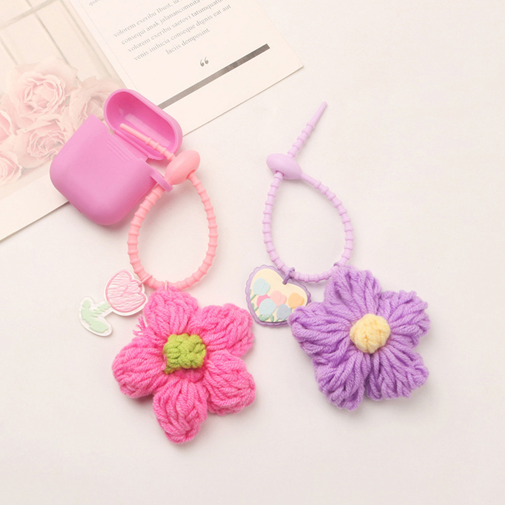 Woolen Flower Bag Pendant Knitted Weaving Lanyard Anti-lost Cute ...