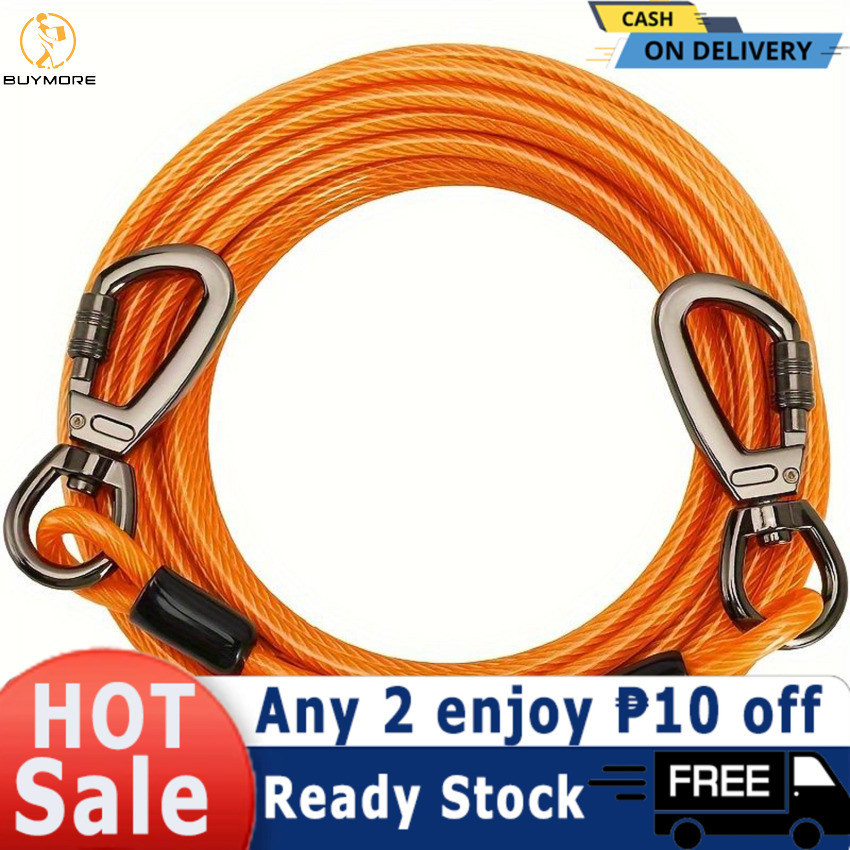 Heavy Duty Tie Out Cable Leash with Metal Durable Spring Double-ended ...