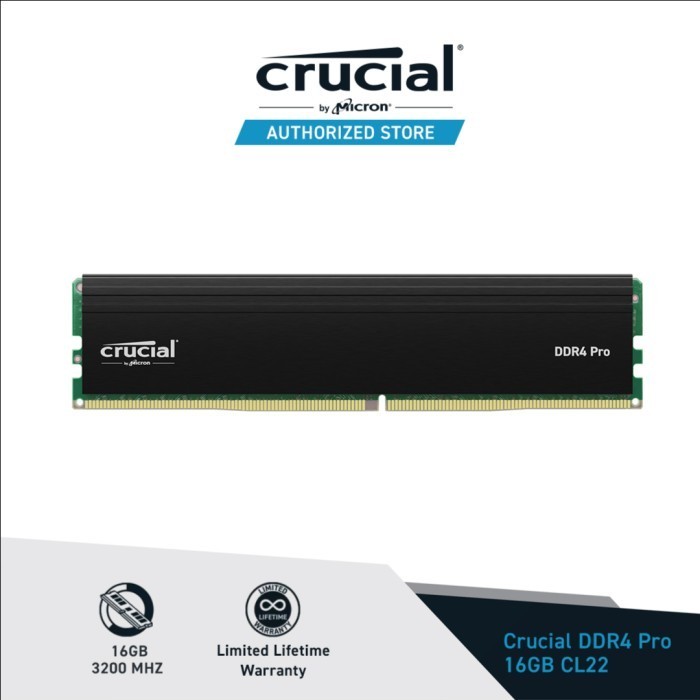 Crucial Memory UDIMM DDR4 Pro 16GB 3200Mhz CL22 Longdimm RAM PC ...