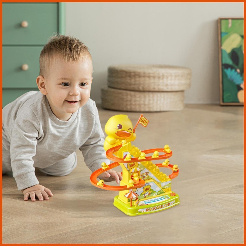 Duck Slide Toy Cartoon Music Duck Roller Coaster Toy Light Up Climbing ...