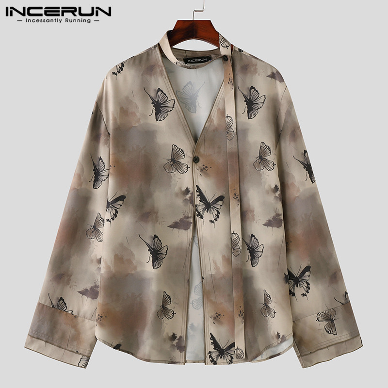 INCERUN Men's printed long sleeved shirt | Shopee Philippines
