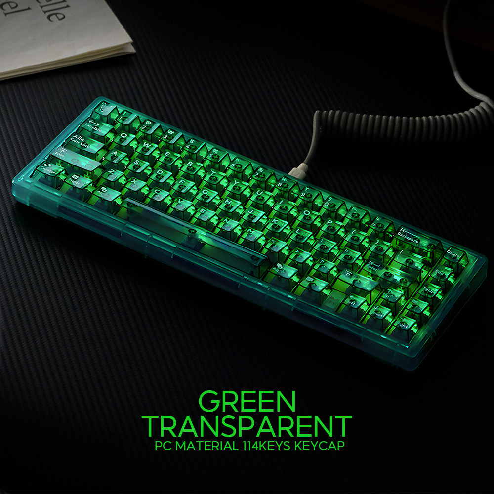 Green PC Transparent Keycap/set 114Keys Cherry Profile Custom Keycaps ...