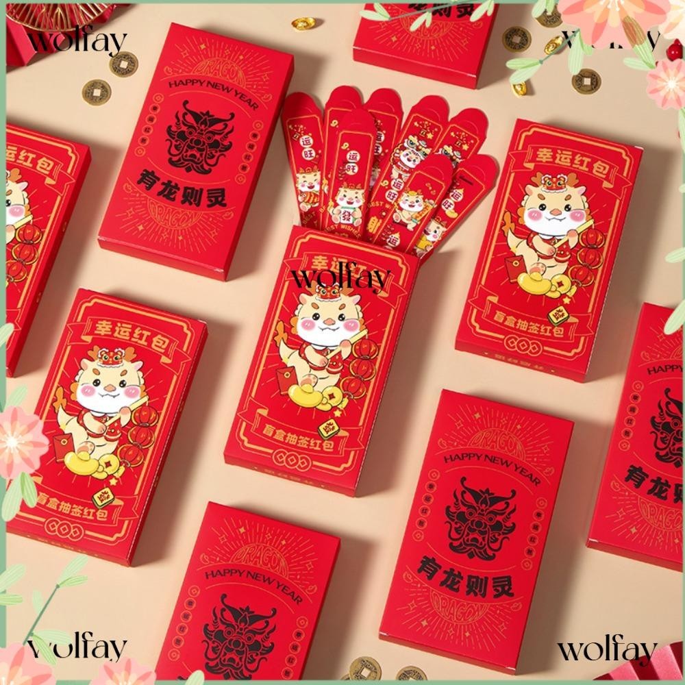 WOLFAY Blind Boxes Draw Lots, Dragon Patterns Paper Lucky Money Bag ...