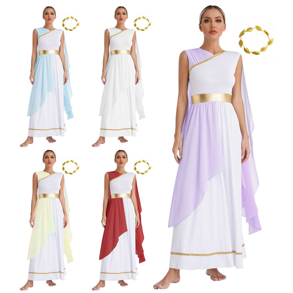 Women Halloween Ancient Greek Roman Athena Goddess Deity Queen Cosplay ...