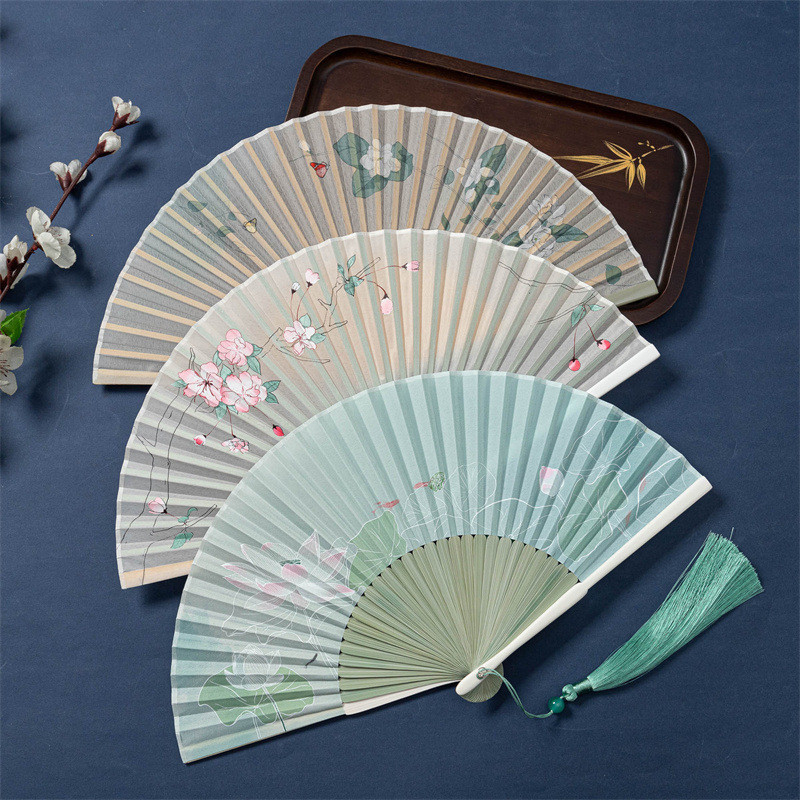 Chinese Fan Ancient Style Folding Fan Hanfu Begonia Flower Dance Fan ...