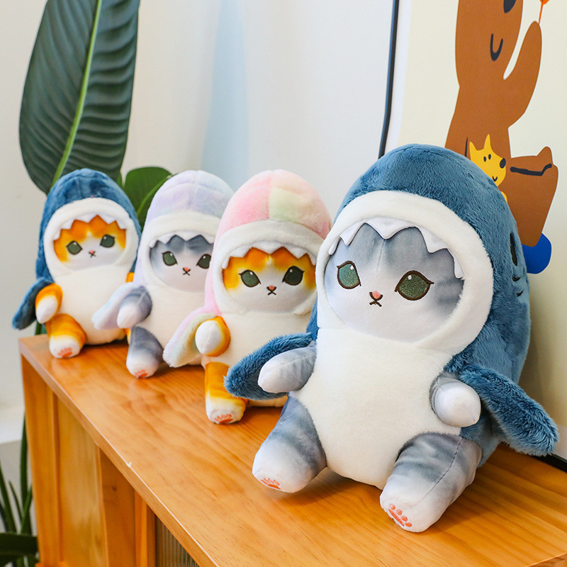 JAMXUN 25cm Cute Shark Cat Plush Toy Doll Pendant Pillow Gift for Kids ...
