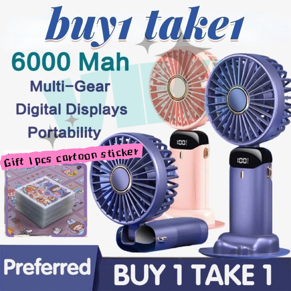Viki buy1 take1 6000MAH Portable Mini Fan USB Rechargeable Handheld Fan ...
