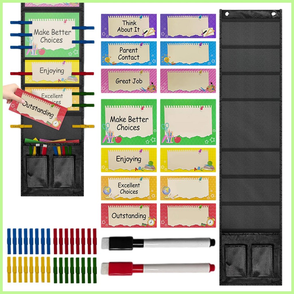 Behavior Pocket Chart 49PCS Educational Behavior Clip Chart for ...