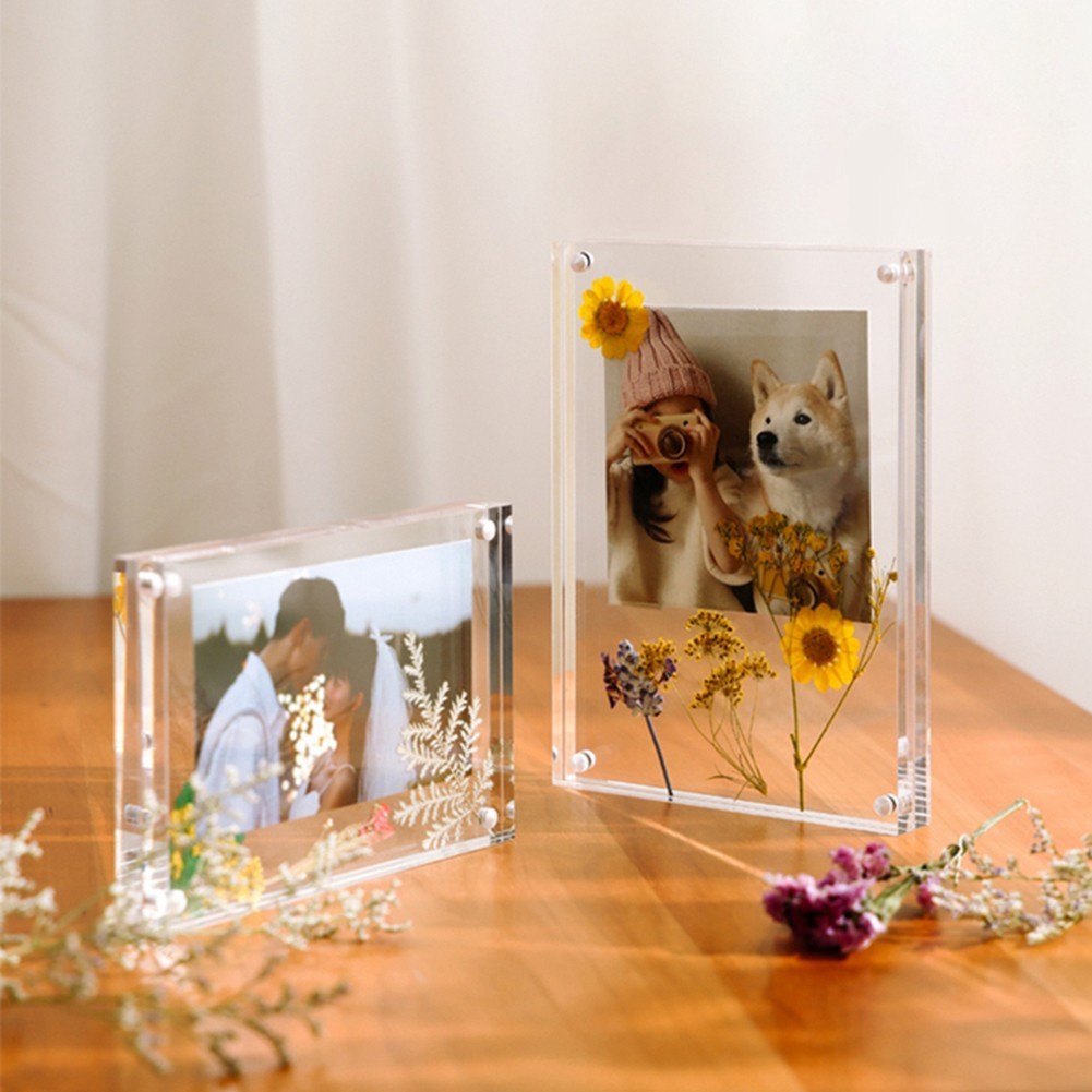 Freestanding Small Clear Acrylic Magnetic Picture Photo Frame Business ...