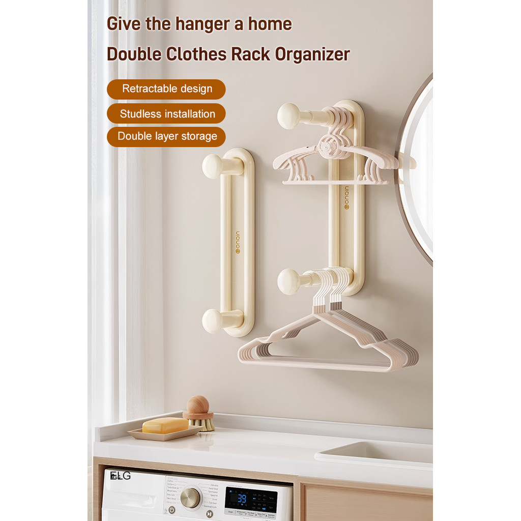 Household nopunch wallmounted retractable storage racks Wall Clothes ...