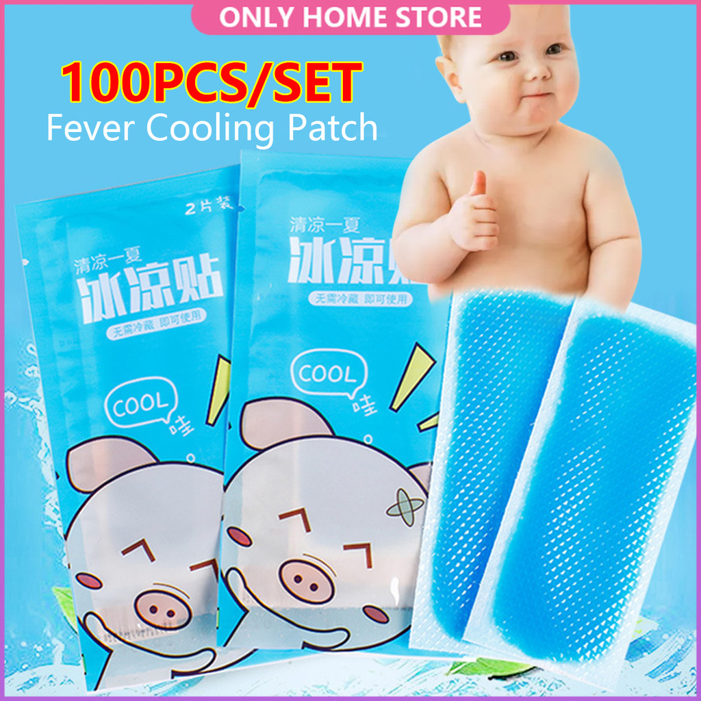 100Pcs/set Baby Physical Cooling Ice Cool Fever Pads Odorless Cool ...