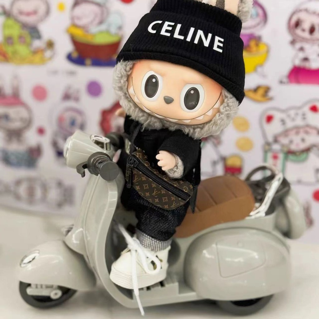 Labubu Doll Toy 360 Degree Luminous Rotating Movable Labubu Motorcycle ...