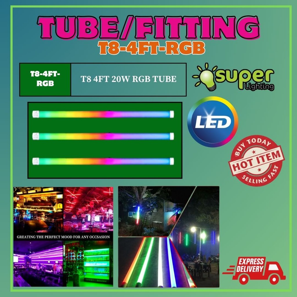 LED T8 Kalimantang Tube 4ft 20W T8 LED Glass Tube 3 COLOR IN 1 TUBE RGB ...