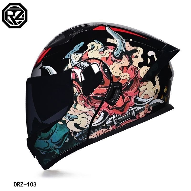 ORZMotorcycle Helmet Men and Women Couple Personality Bluetooth Modular ...