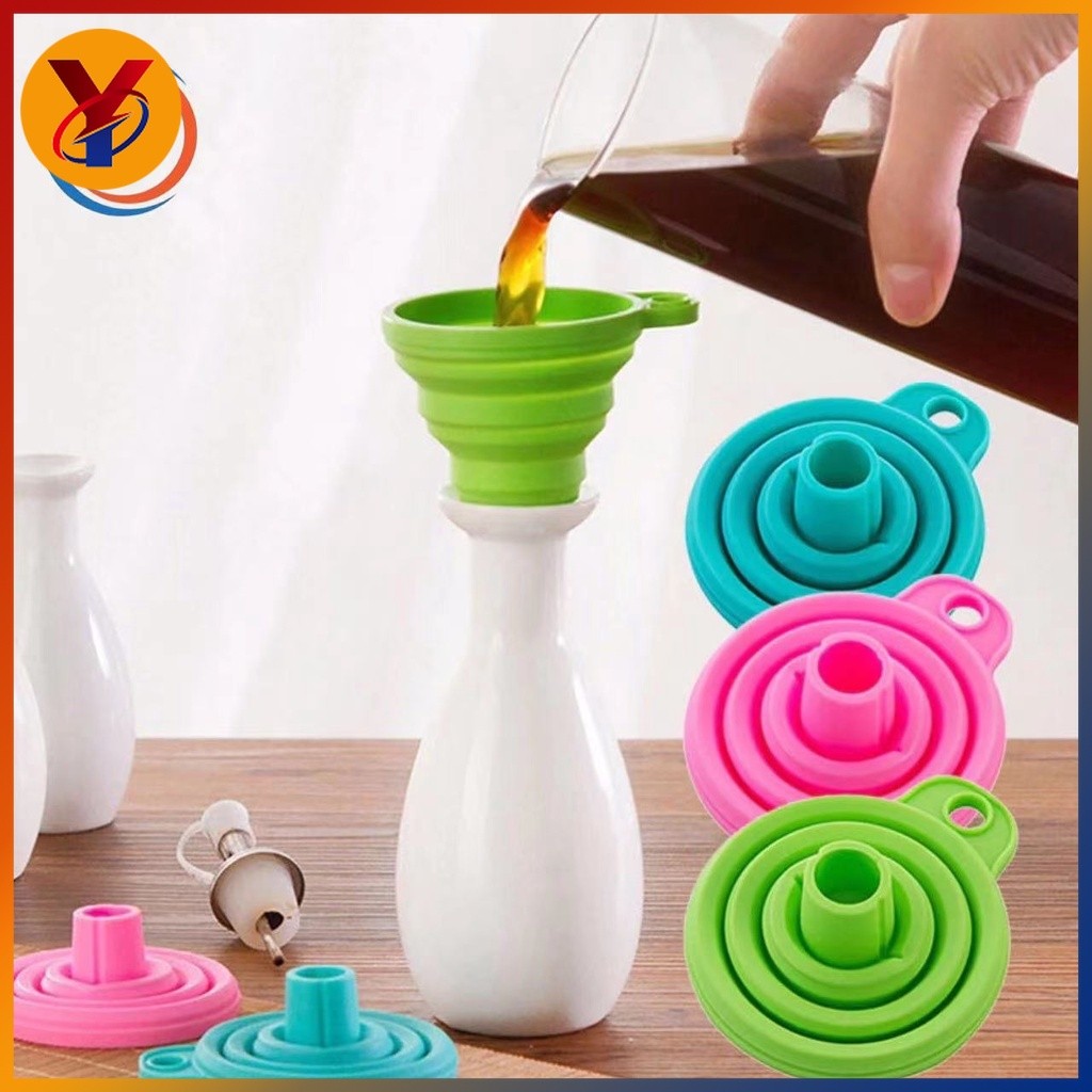 HEKKAW New Food grade silicone retractable folding funnel kitchen oil ...