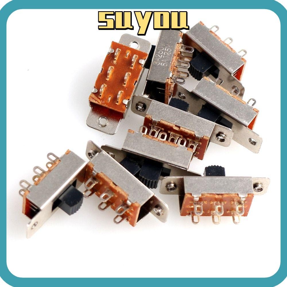 SUYO 5pcs Micro Mini Toggle Switch, Panel Mount SS-23F19G5 Slide ...