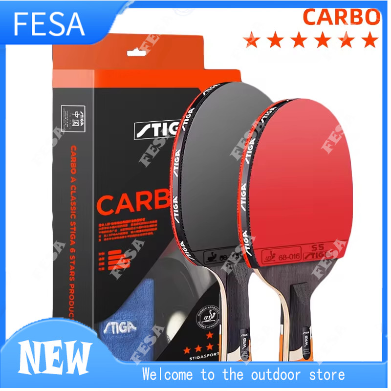 STIGA CARBO 6 Star Table Tennis Racket 5 Wood + 2 Carbon Ping Pong ...