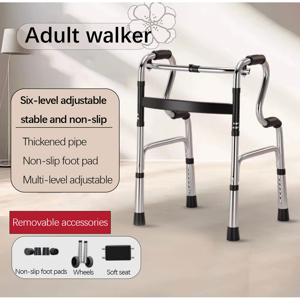 Stainless Steel Elderly Walker Adjustable Four-legged Adult Walker ...