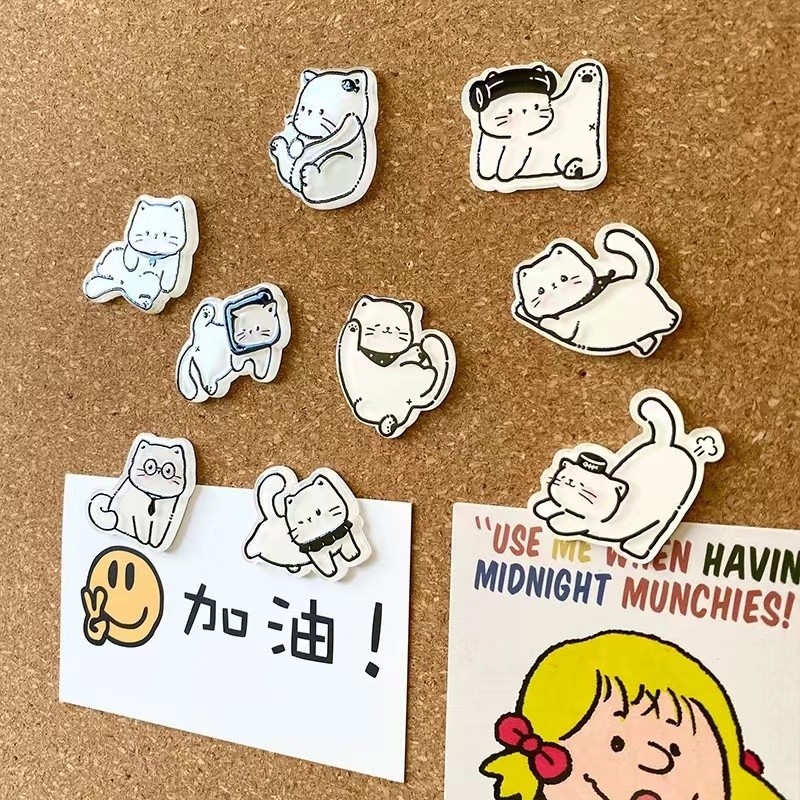 [Felt board/Corkboard Pushpin]Cute Cartoon Cat Pushpin Black and White ...