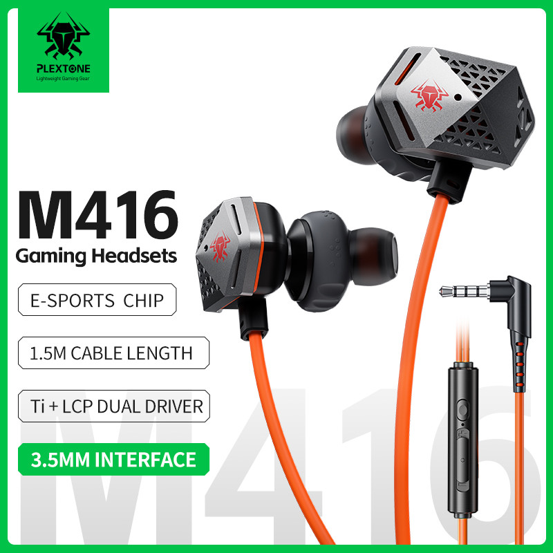 PLEXTONE M416 Gaming Earphones Wired Earbuds Built-in Microphone Noise ...