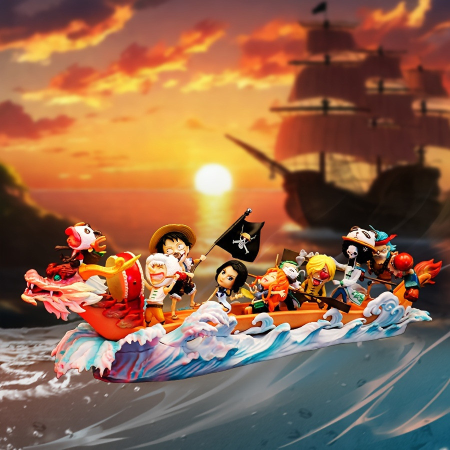 One Piece Anime Garage Kits GKStraw Hat Dragon Boat Full Set Luffy Zoro ...