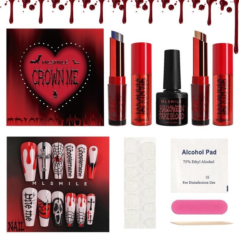 Girls Gothic Makeup Set Complete Long Lasting Cosmetic Kit Halloween ...