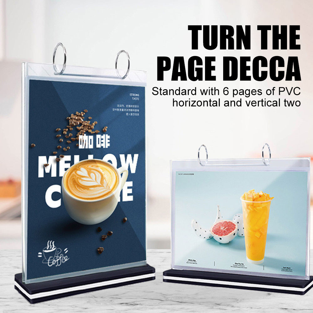 A4 A5 T-shaped multi-page flip acrylic sign holder, menu / photo ...
