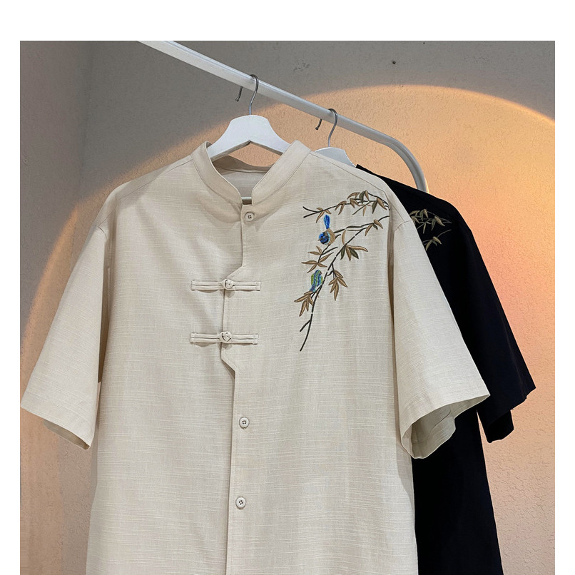 Embroidered Plus Size Traditional Shirt for Men Casual Short Sleeve ...